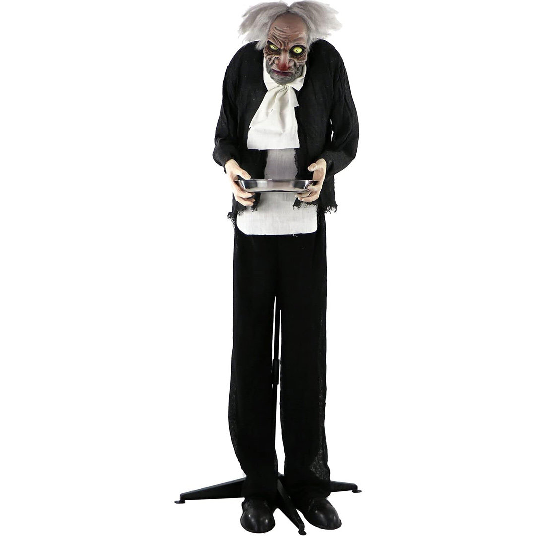 The Holiday Aisle® Life-Size Halloween Animatronic, Zombie Butler ...