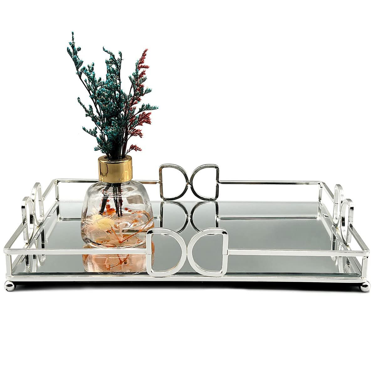 Mercer41 Decorative Tray, Bright Silver, Modern Premium Feeling Perfume ...