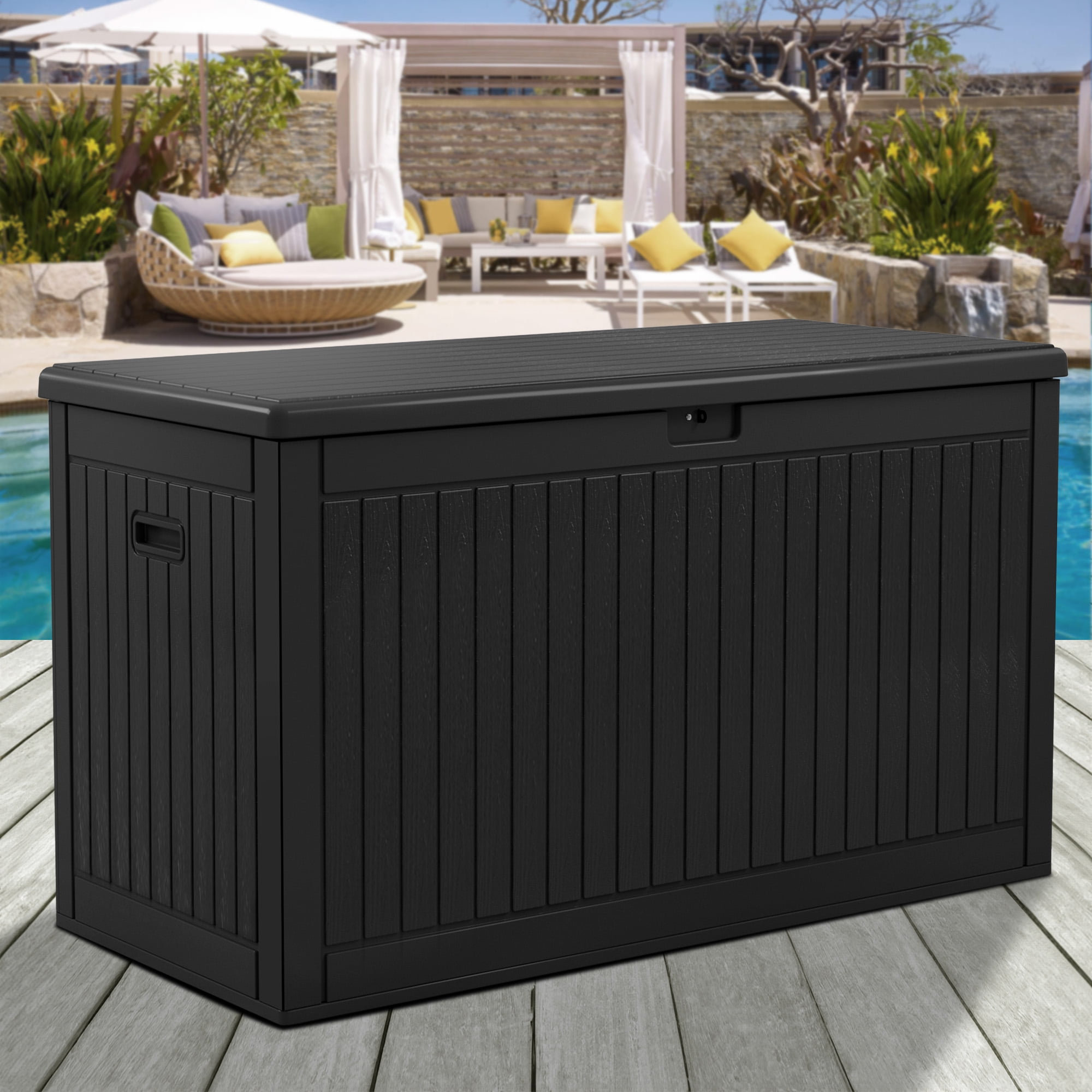 iYofe 260 Gallon Outdoor Patio Deck Box, Large Double-Wall Resin ...