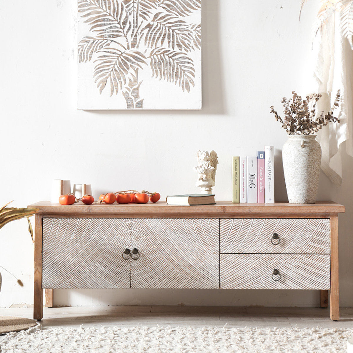 Feel High Pillows 55.12" Natural Wood Solid Wood TV Stands - Wayfair Canada