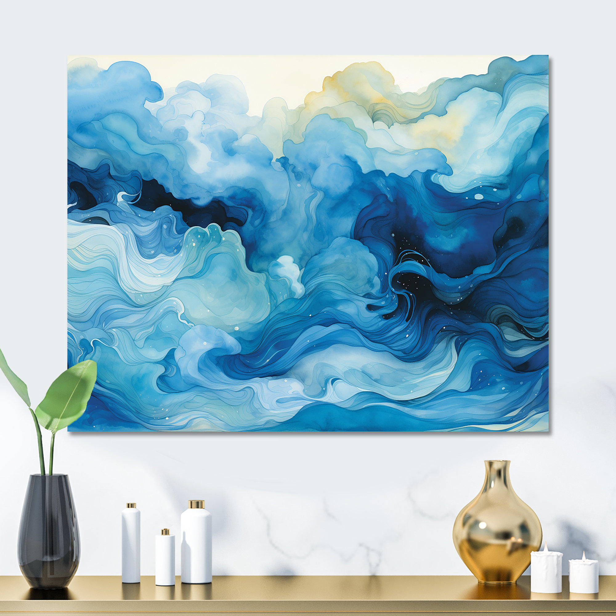 Ivy Bronx Blue Tidal Ripple Symphony - Abstract Collages Metal Wall Art ...