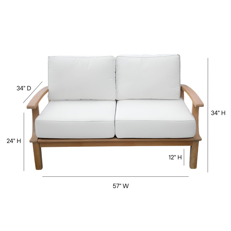 Rosecliff Heights Galvan 56.94'' Teak Outdoor Patio Sofa | Wayfair