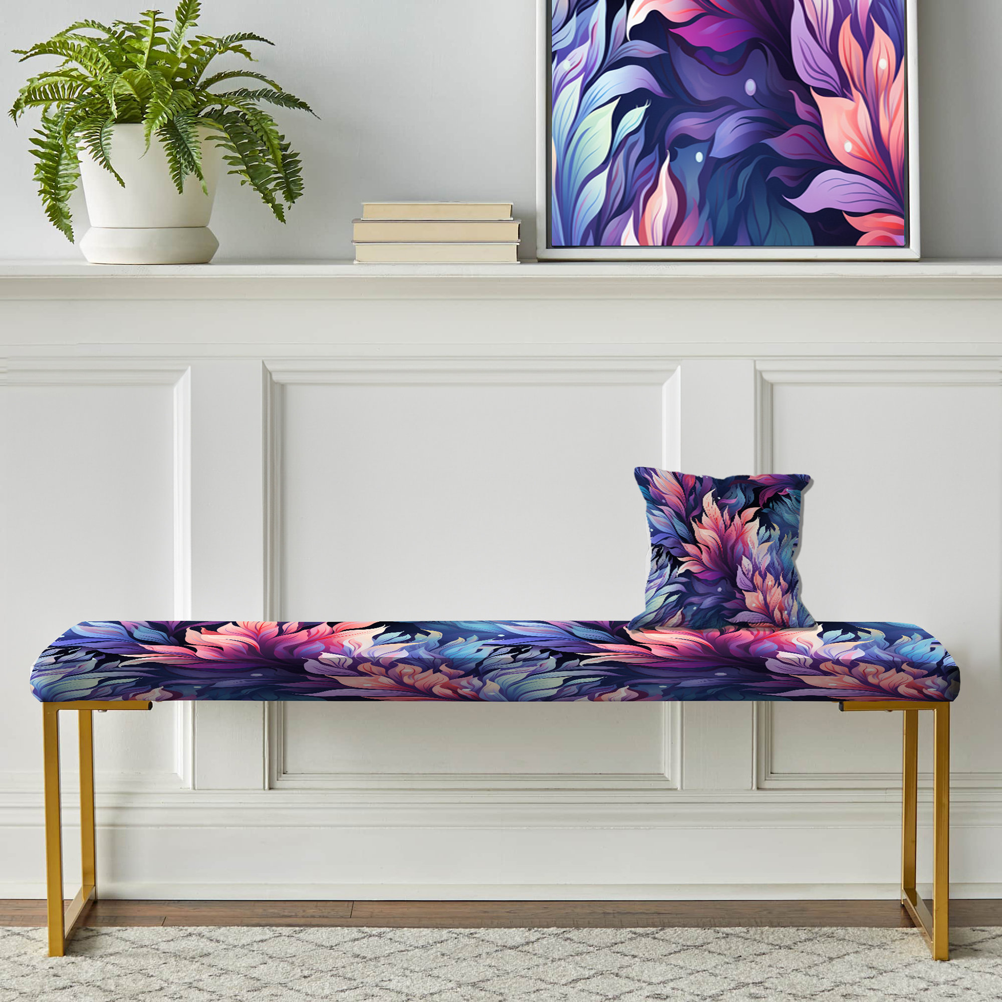Design Art Pink And Purple Cosmic Ikat Radiance - Floral Upholstered ...