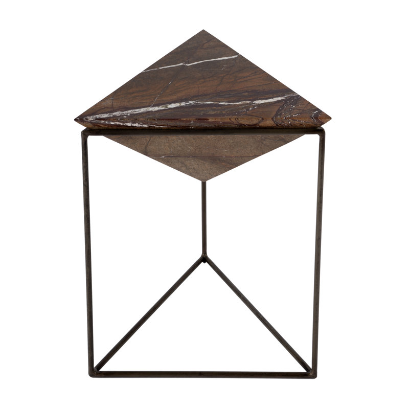 Ivy Bronx Mordechi 16.5 in. W Triangular Marble and Iron Pyramid Side ...