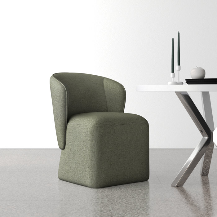 AllModern Niha Upholstered Dining Chair with Casters & Reviews | Wayfair