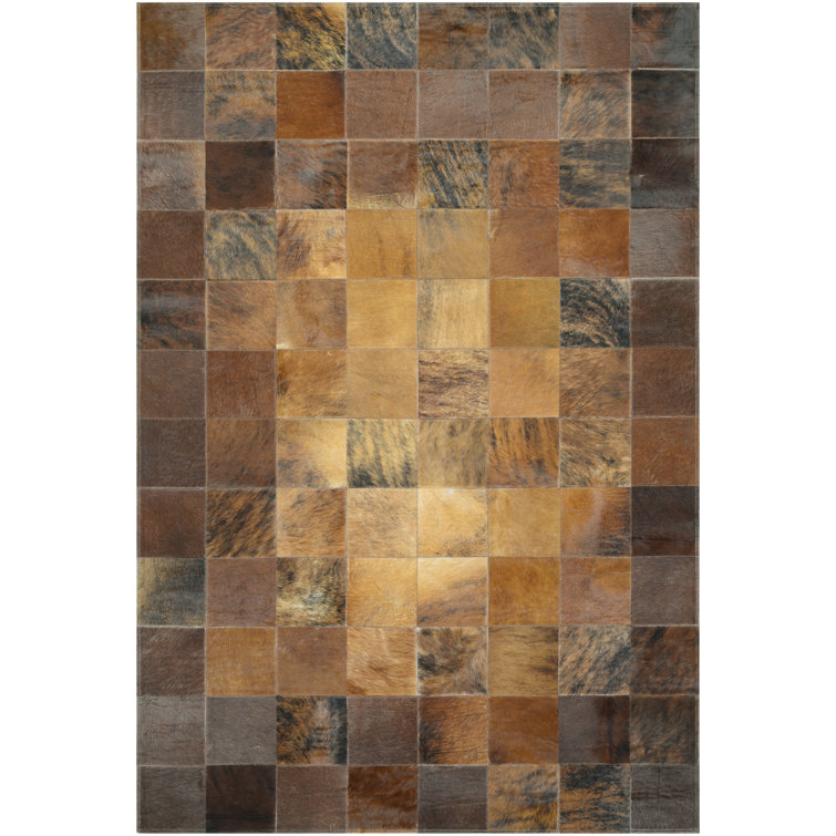 Williston Forge Easthampton Geometric Brown Handmade Cowhide Area Rug ...