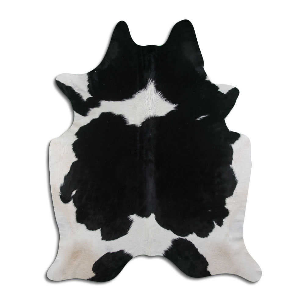 Foundry Select Tapis noir / blanc en cuir de vache 7 pi x 8 pi Bhahadur ...