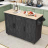 Gracie Oaks Rustic Rolling Kitchen Island with Expandable Drop-Leaf ...