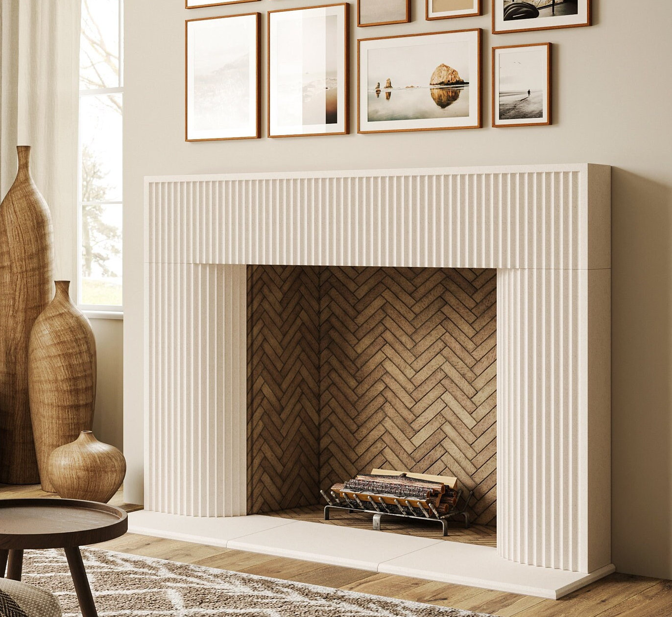 Artisan Kraft Fluted Cast Stone Fireplace Surround | Wayfair