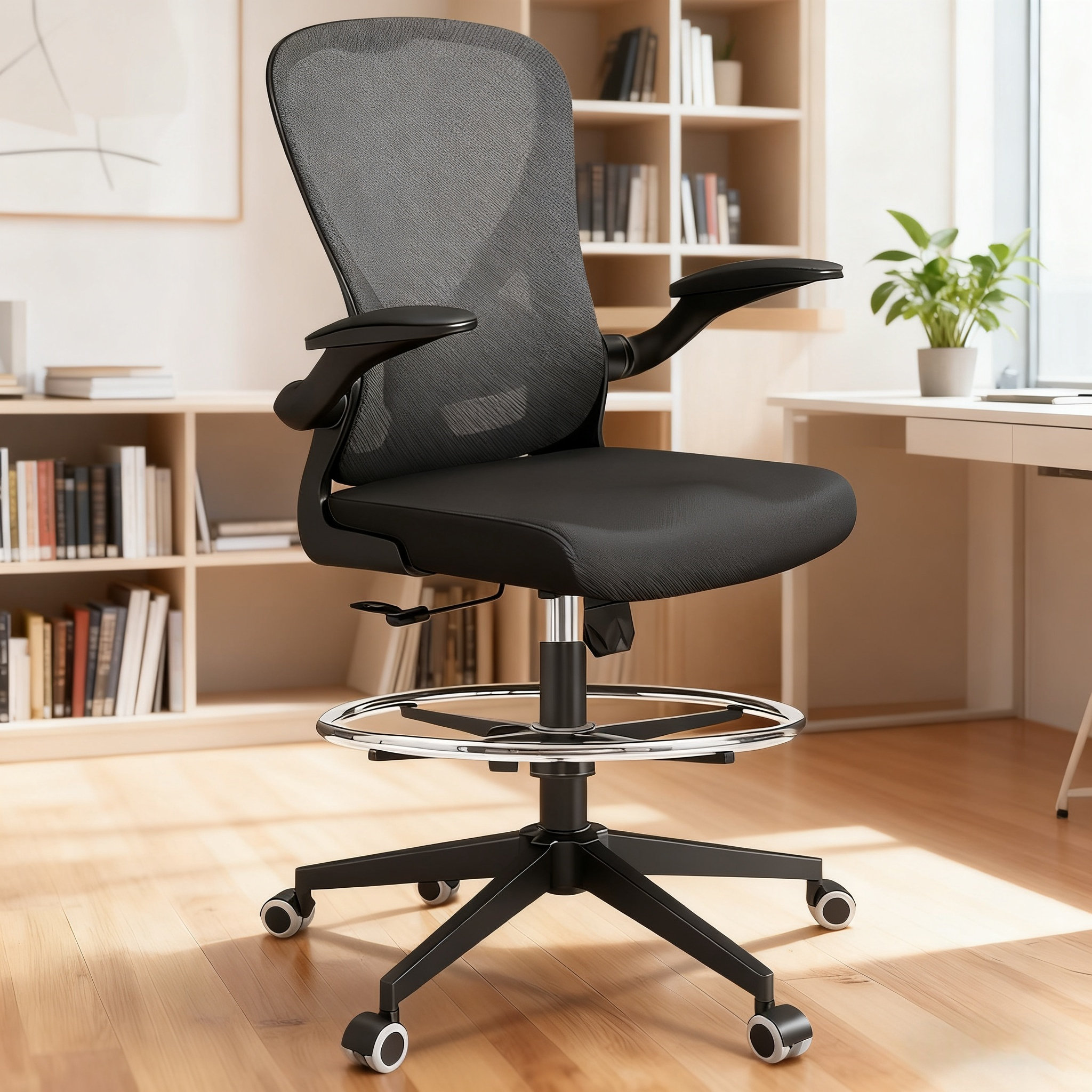Inbox Zero Ergonomic Mesh Office Drafting Chair,Ergonomic Tall Office ...