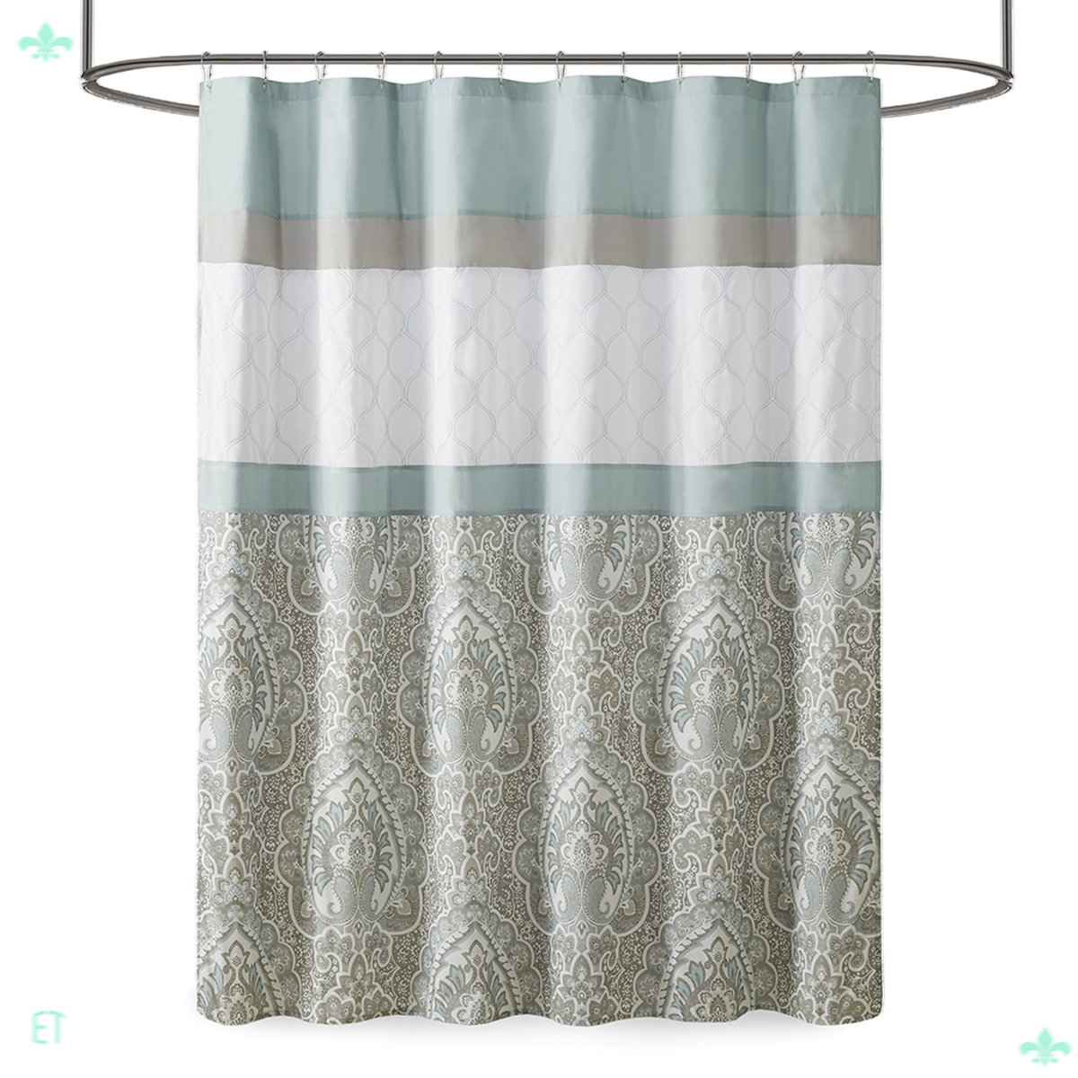 Charlton Home® Keller Printed and Embroidered Single Shower Curtain ...