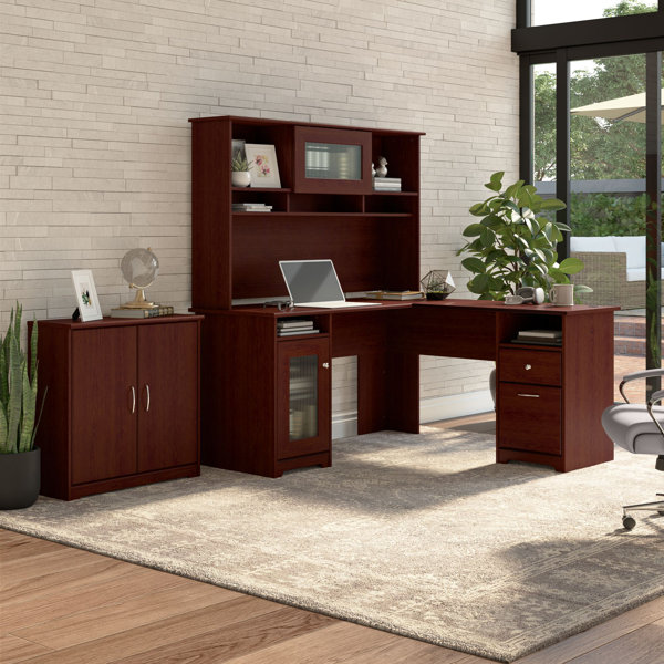 Latitude Run® Shelonda 3 L-Shaped Computer Desk Office Set with Hutch ...