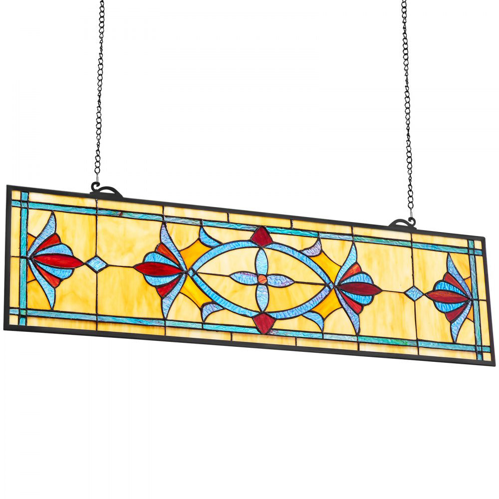 Fleur De Lis Living Stained Glass Tiffany Style Hanging Window Panel ...