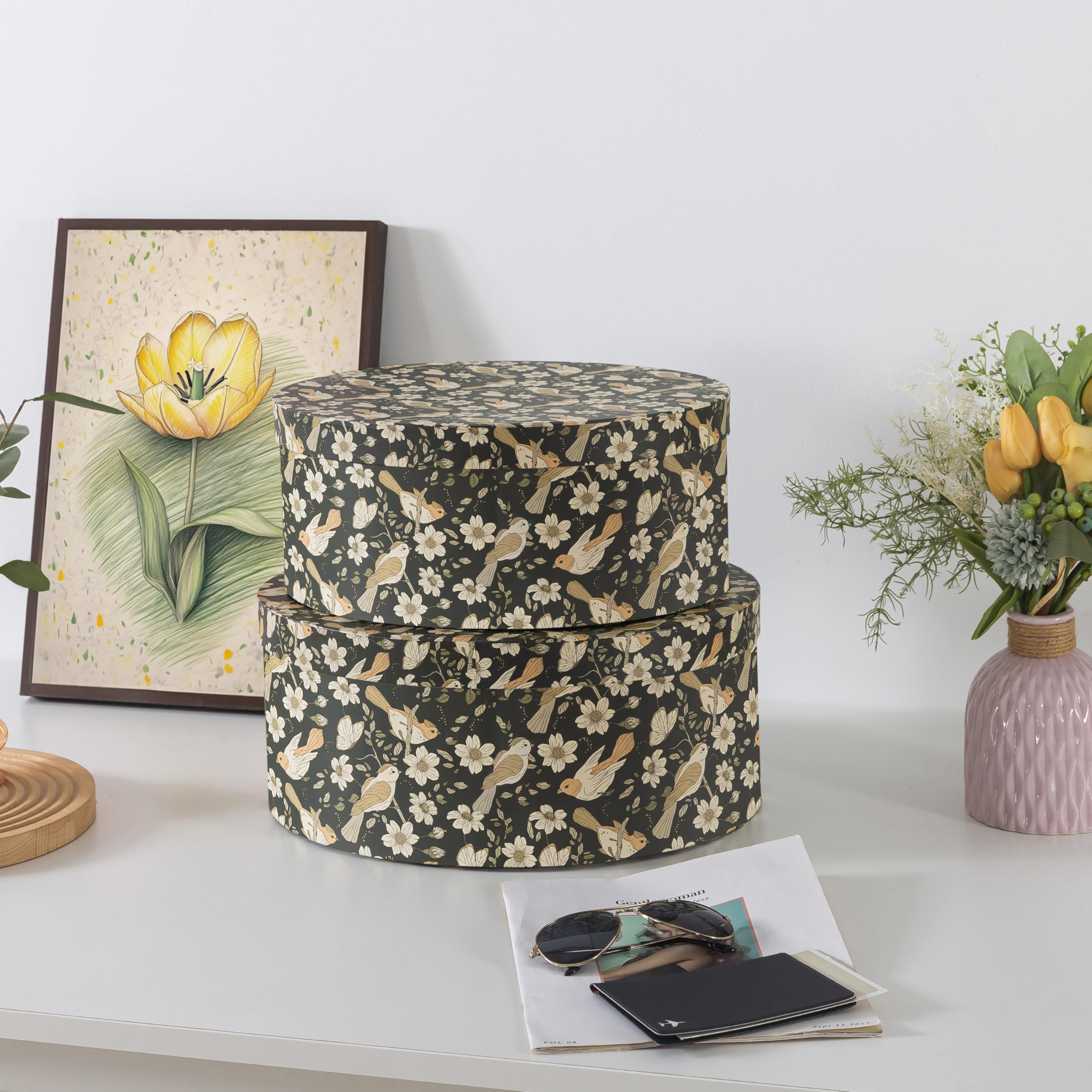 Winston Porter Large Oval Cardboard Decorative Storage Box With Lid ...