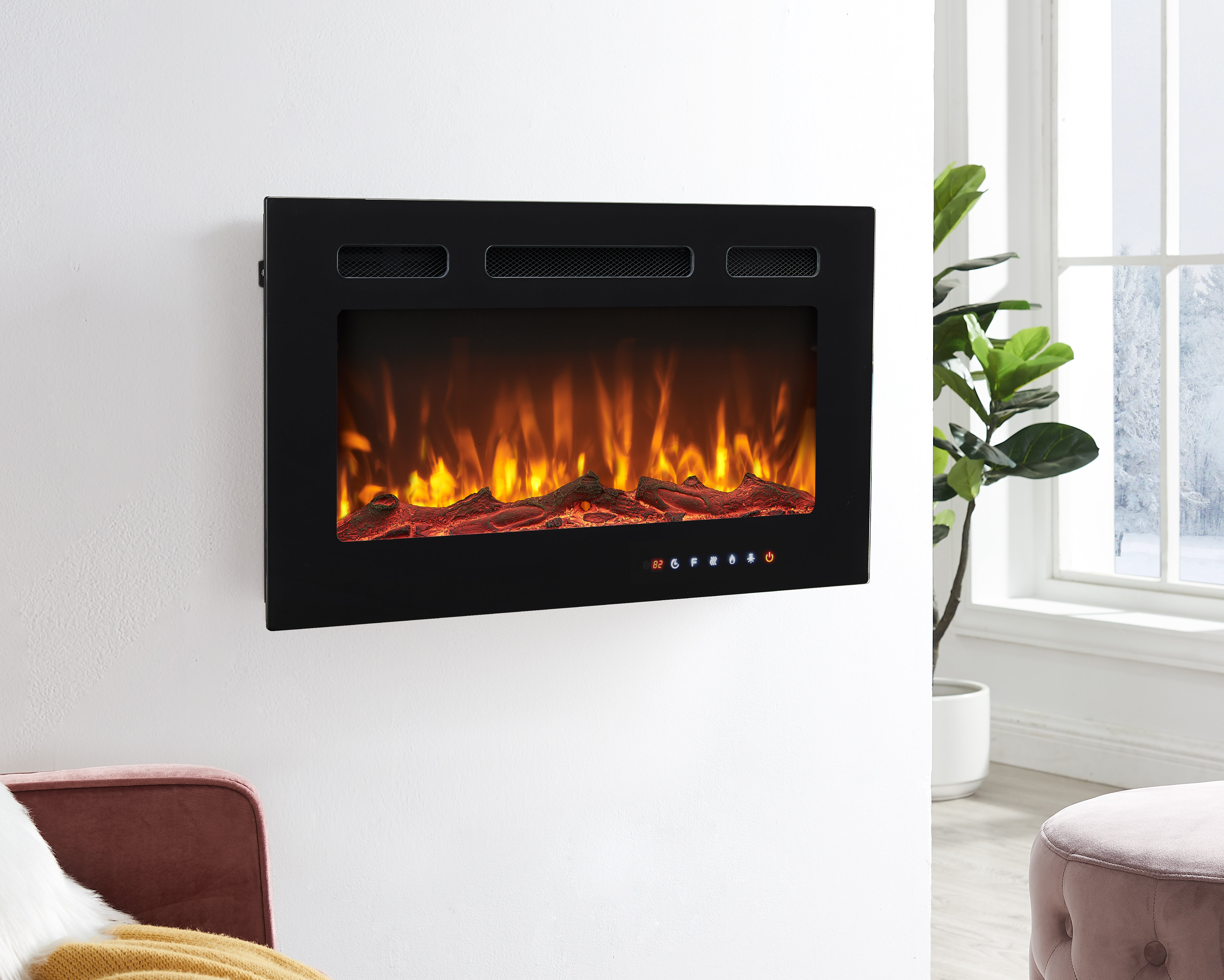 Symple Stuff Chamberlayne Wall Mounted Electric Fireplace, Inserts ...