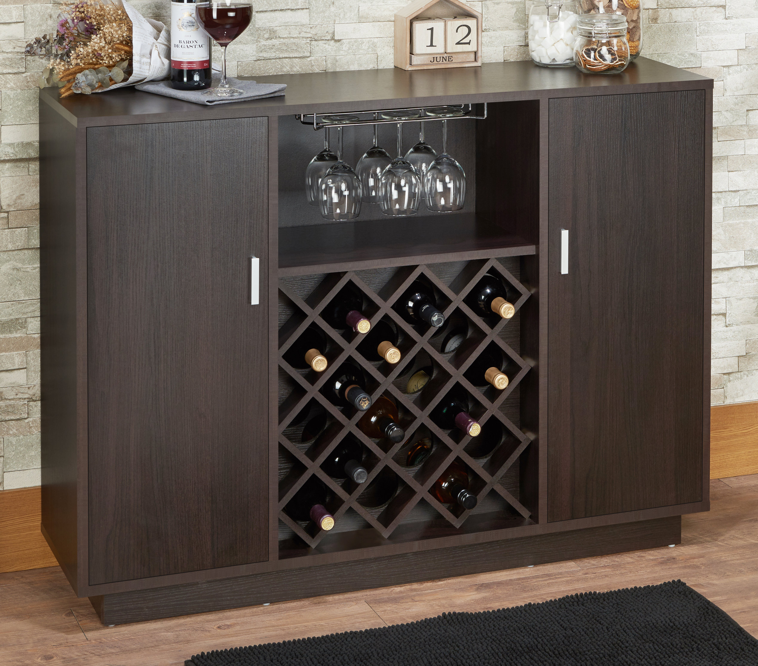 Latitude Run® Bethena Transitional 47"L Rectangular Server with Wine ...