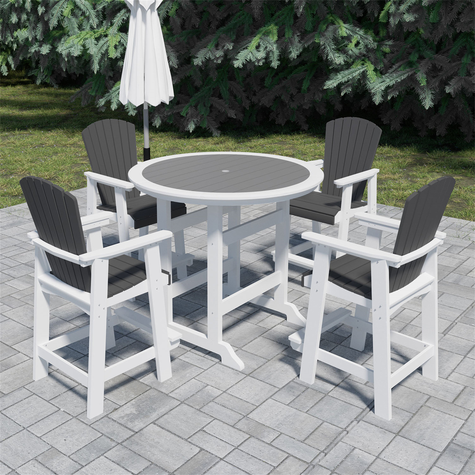 George Oliver HDPE Patio Bar Table Set High Top Outdoor Table And ...