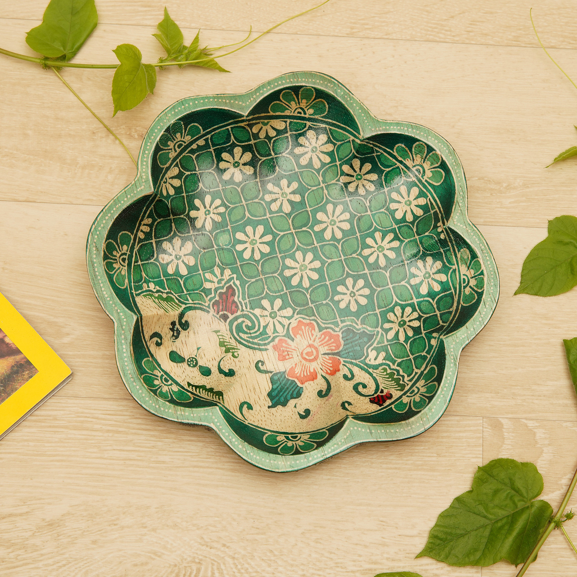 Winston Porter Handmade Spring Jasmine Batik Wood Decorative Plate ...