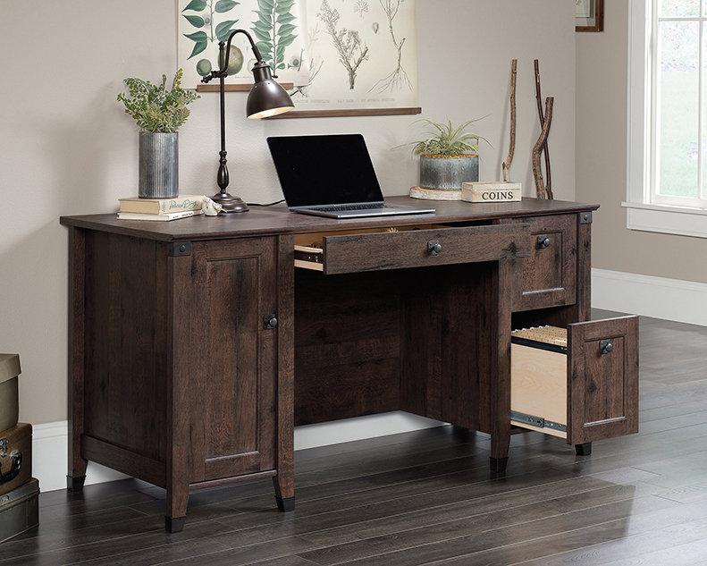 Inbox Zero Coffee Oak Finish Computer Desk | Wayfair