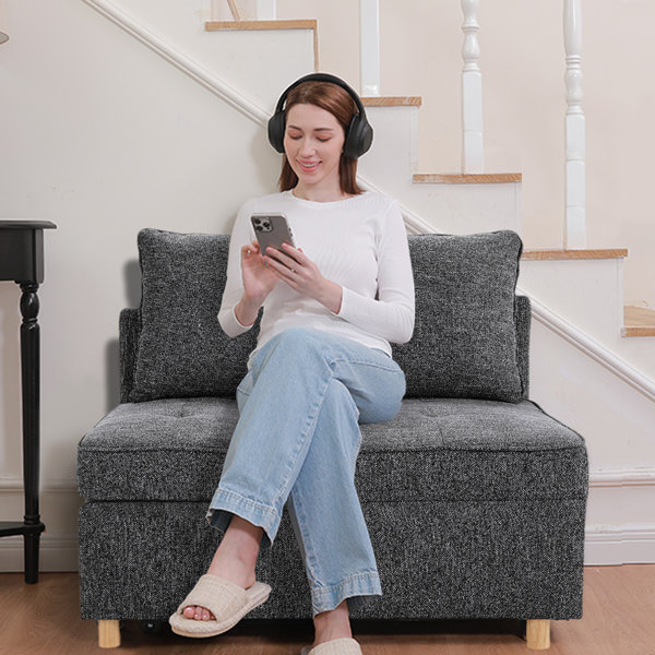 Ebern Designs Adda 71" 4-in-1 Convertible Sleeper Chair Bed, Linen Sofa ...