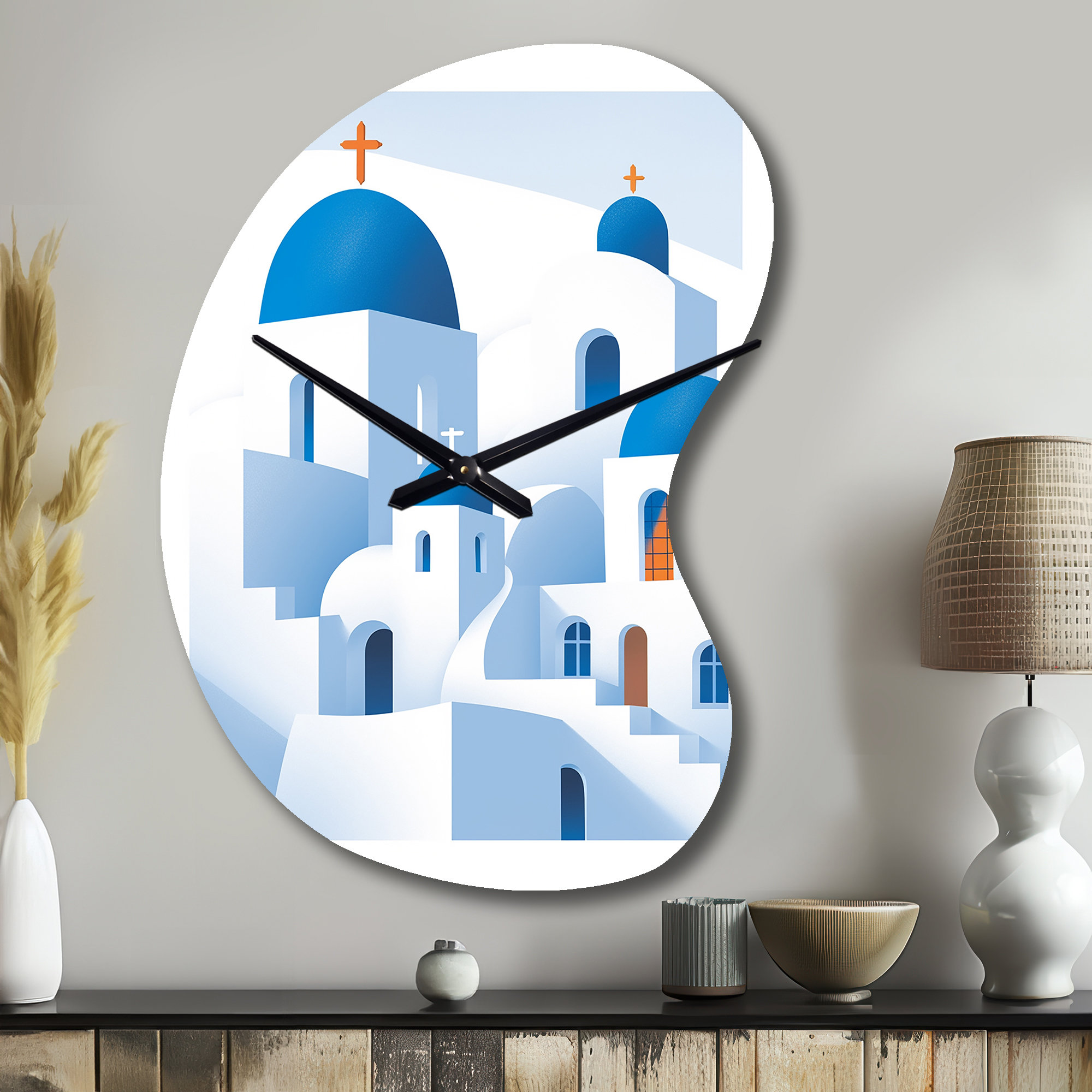 Design Art Greek Santorini Odyssey IV - Boom Shape Decorative Blue ...