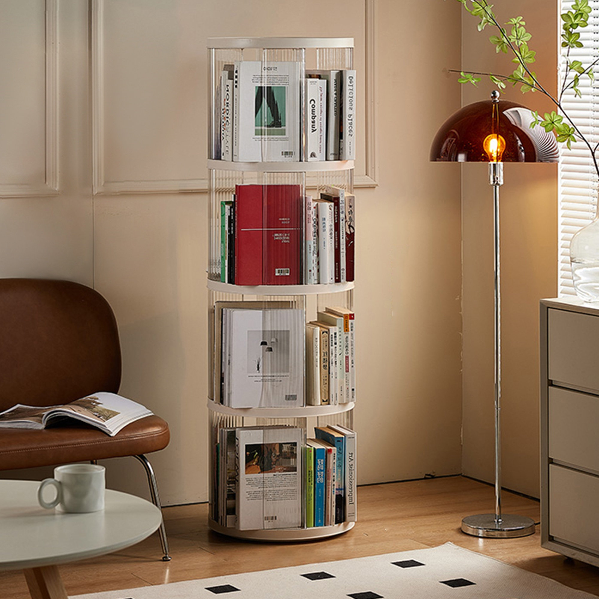 Wrought Studio 360° Rotating Bookshelf, Small Corner Bookcase With ...