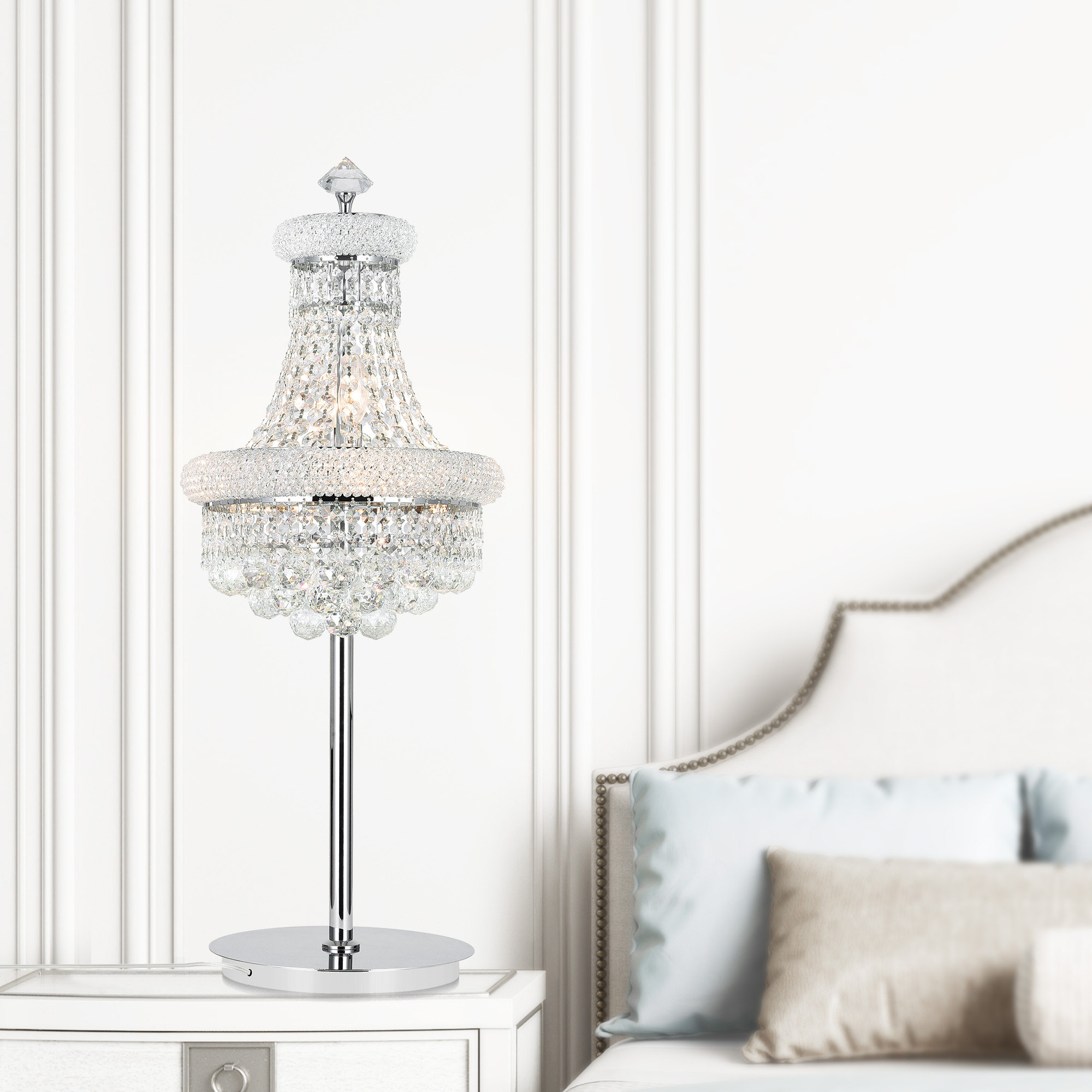 Rosdorf Park Andres Crystal 14" Chrome Table Lamp for Bedrooms Living ...