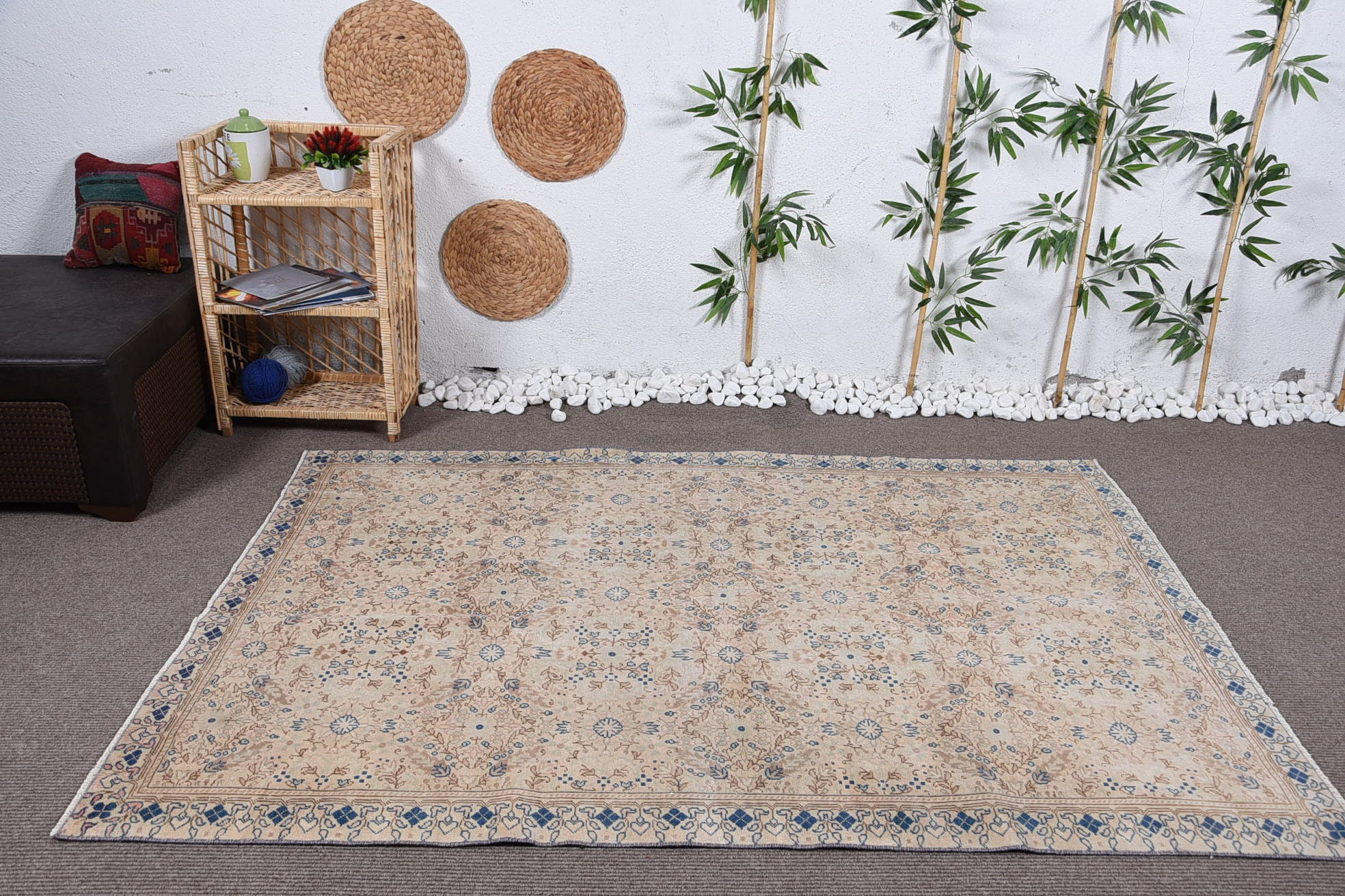 Isabelline Turkish Rugs, Antique Rugs, Luxury Rug, 4.9x6.9 ft Area Rug ...