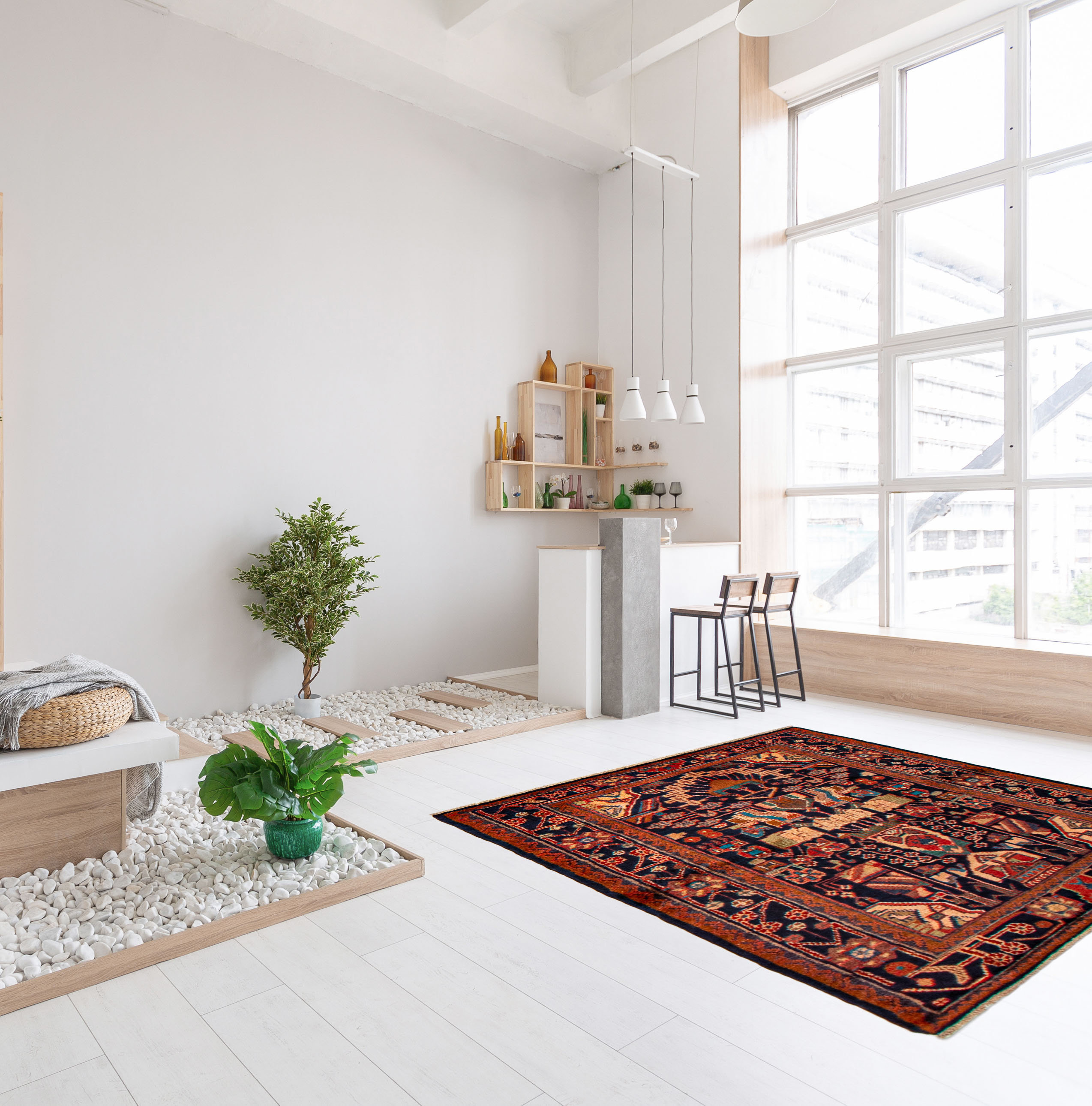 Isabelline Hunayda One-of-a-Kind Rectangle 4'1" X 5'9" 1990s Wool Area ...