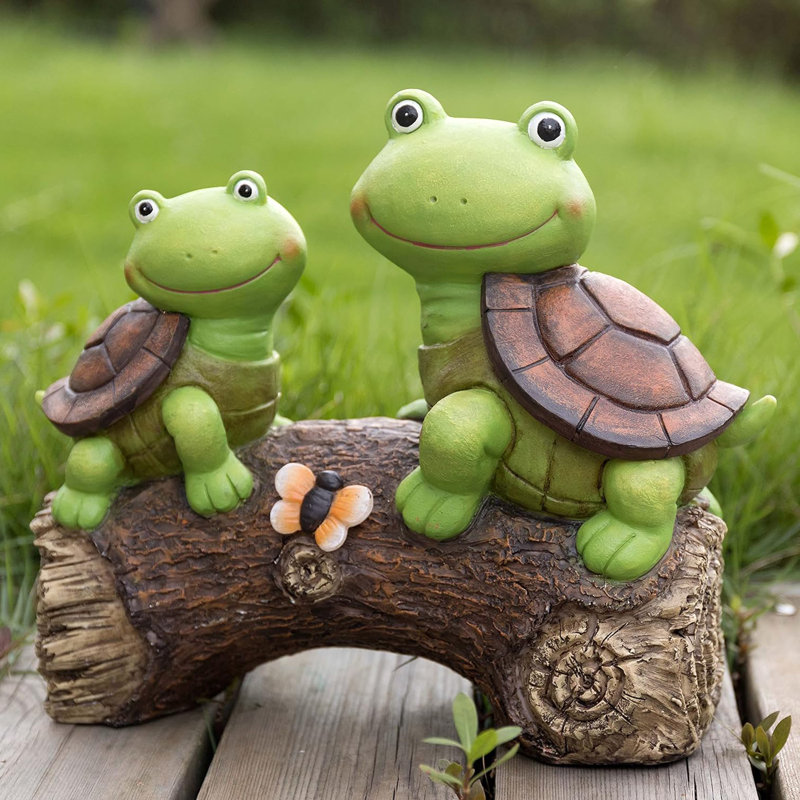 Trinx 10" Garden Statue Turtles Figurine-Cute Frog Face Turtles Resin ...