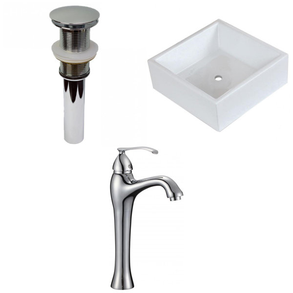 Plumbing N Parts Lavabo de salle de bain vasque carré en céramique avec ...