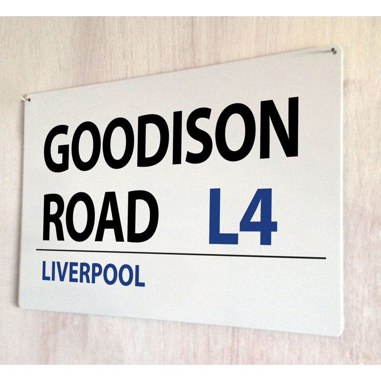 Happy Larry 'Goodison Road Sign' - Unframed Typography Print on Metal ...