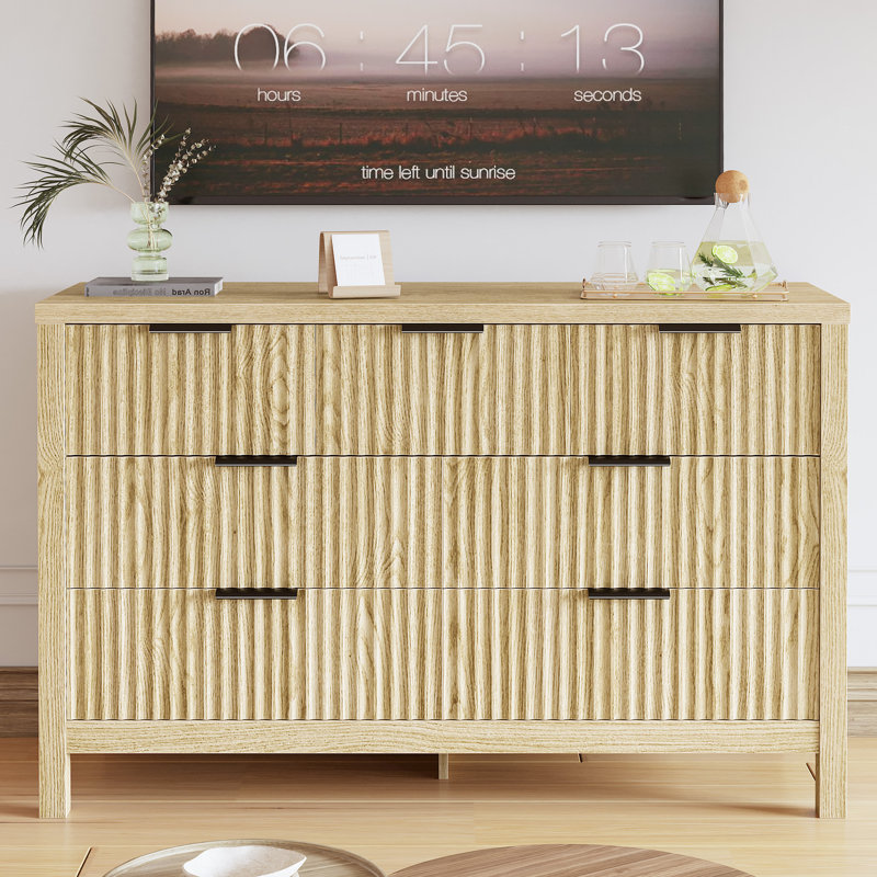 Latitude Run® Fluted 7 Drawers Dresser For Bedroom, Modern Chest Of ...
