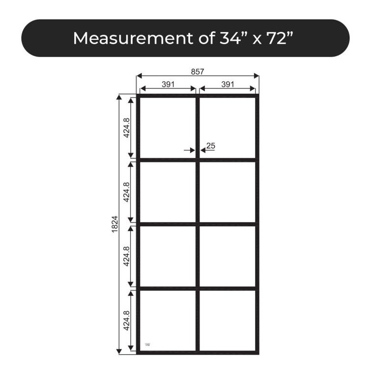Fab Glass and Mirror Madeira 34" x 72" Framed Fixed Glass Panel, Shower ...