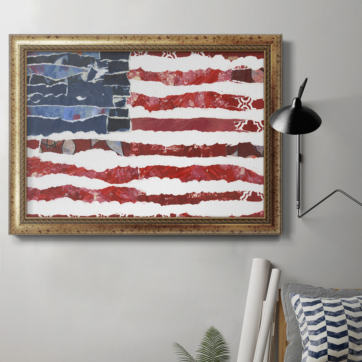 17 Stories Patriotic Collage Flag I Premium Framed Canvas- Ready To ...