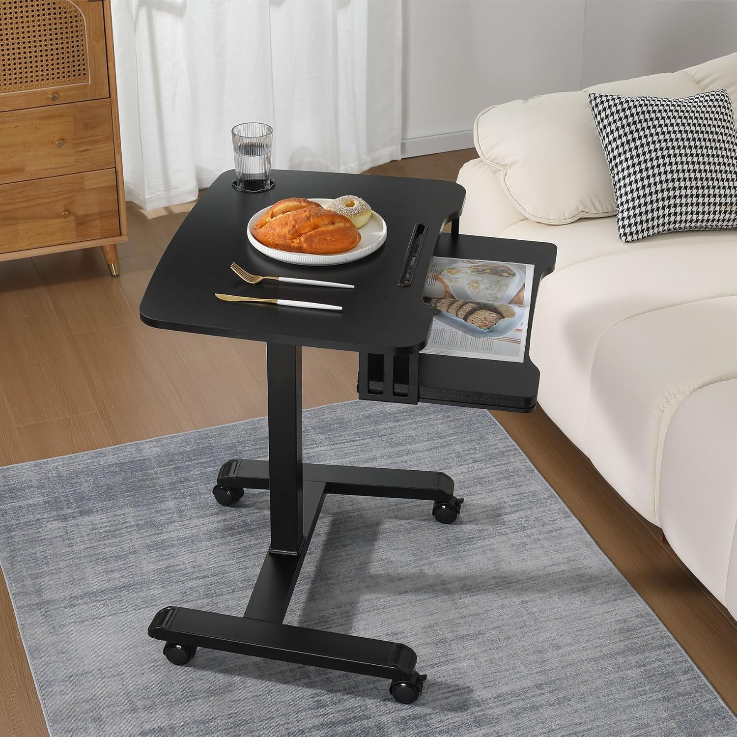 Latitude Run® Adjustable Mobile Standing Desk With Keyboard Tray ...