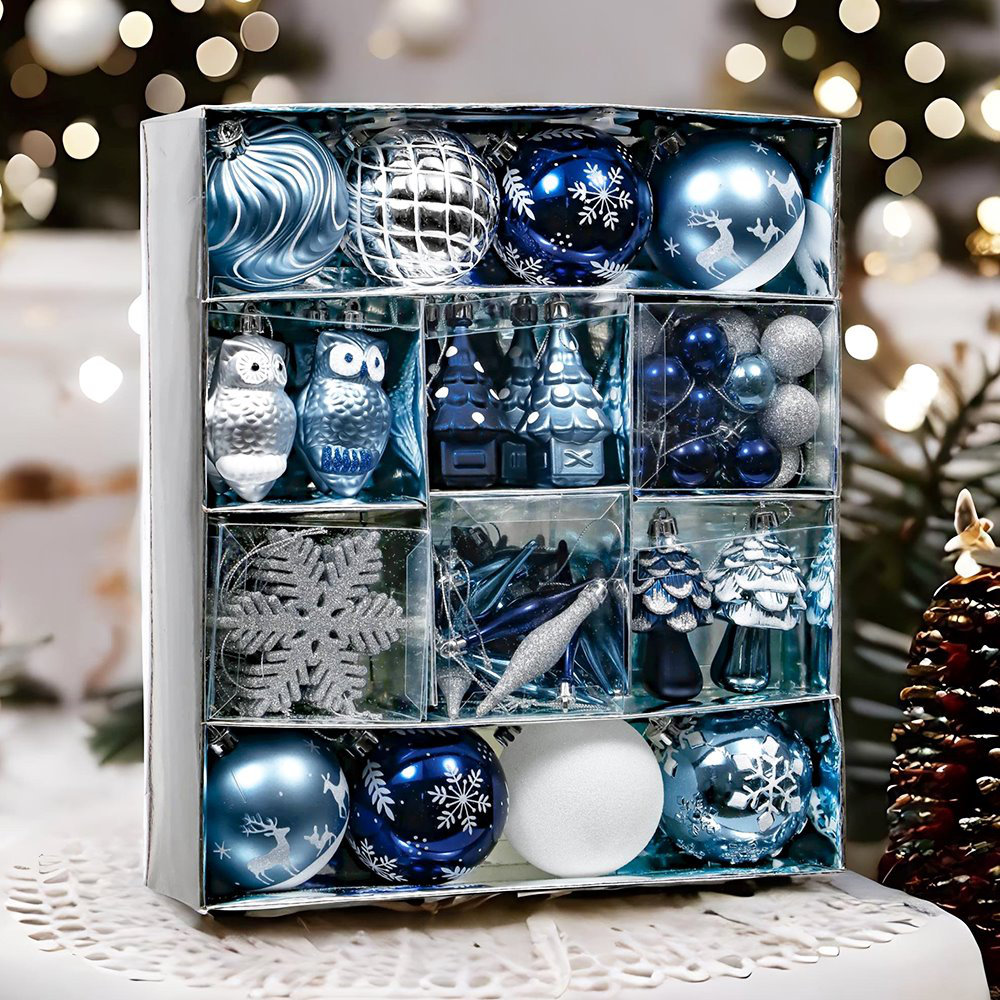 The Holiday Aisle® Jaquarius 80 Piece Ball Ornament Christmas Set | Wayfair