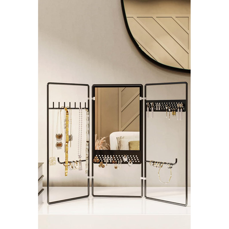 Latitude Run® 3-Tier Foldable Jewelry Organizer with Mirror | Wayfair