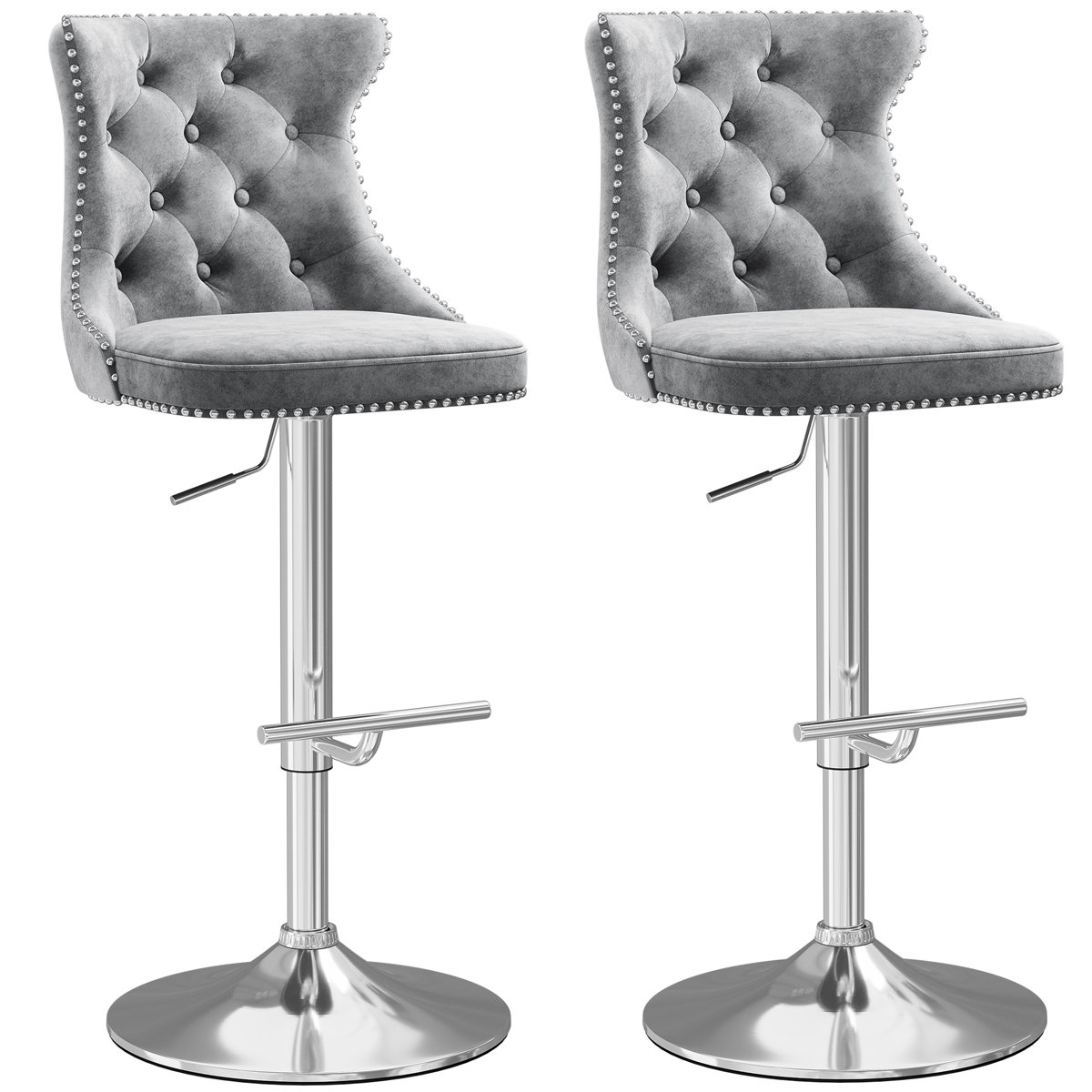 House of Hampton® Jyn Modern Upholstered Swivel Adjustable Height ...