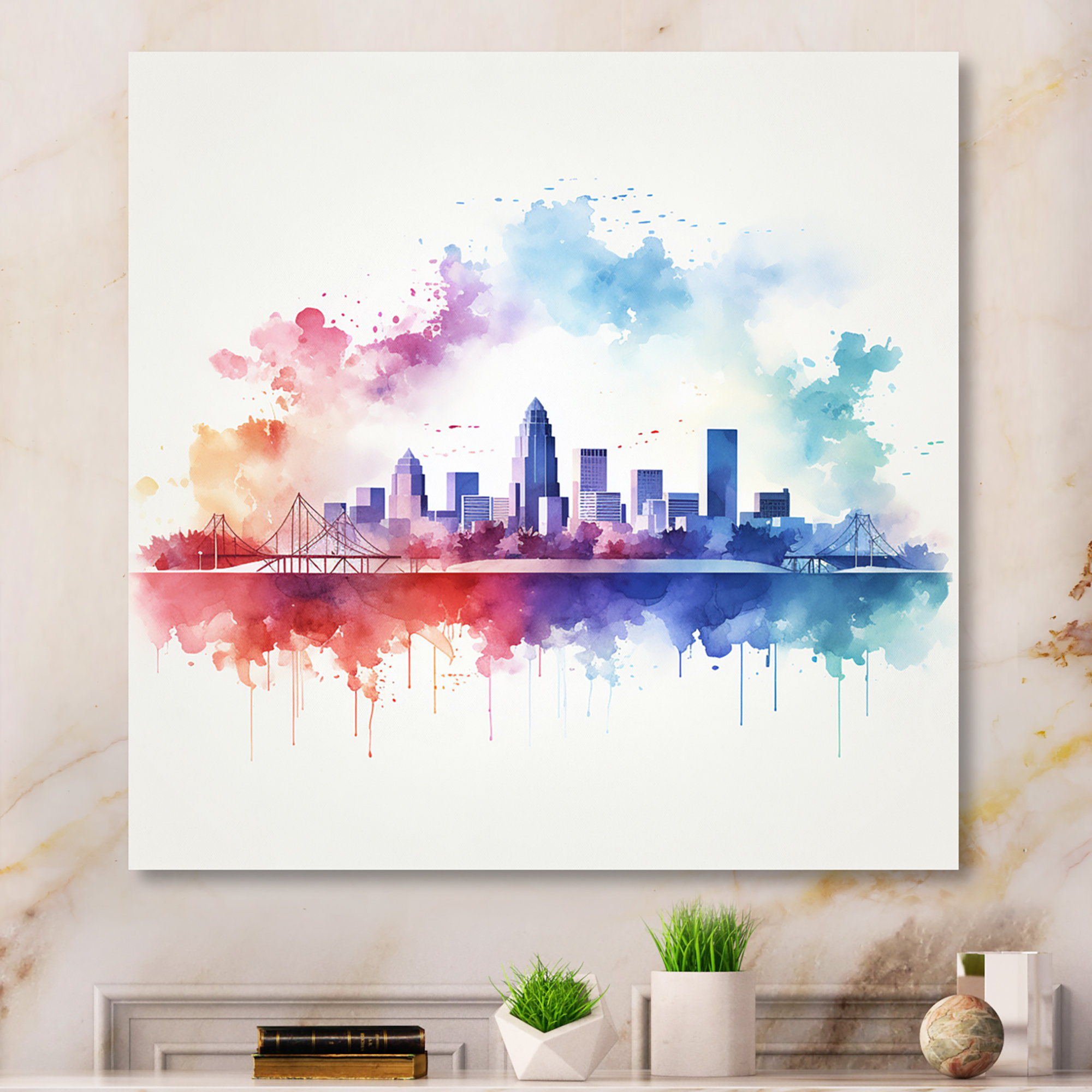 Latitude Run® Abstract Sacramento City Skyline - Abstract Wall Decor ...