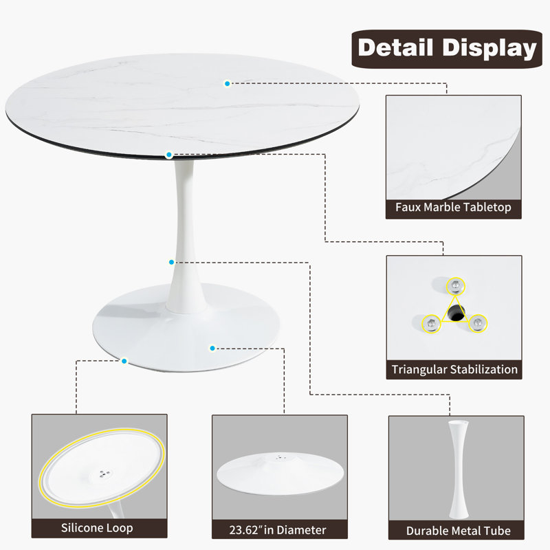 Ivy Bronx White Round Dining Table | Wayfair