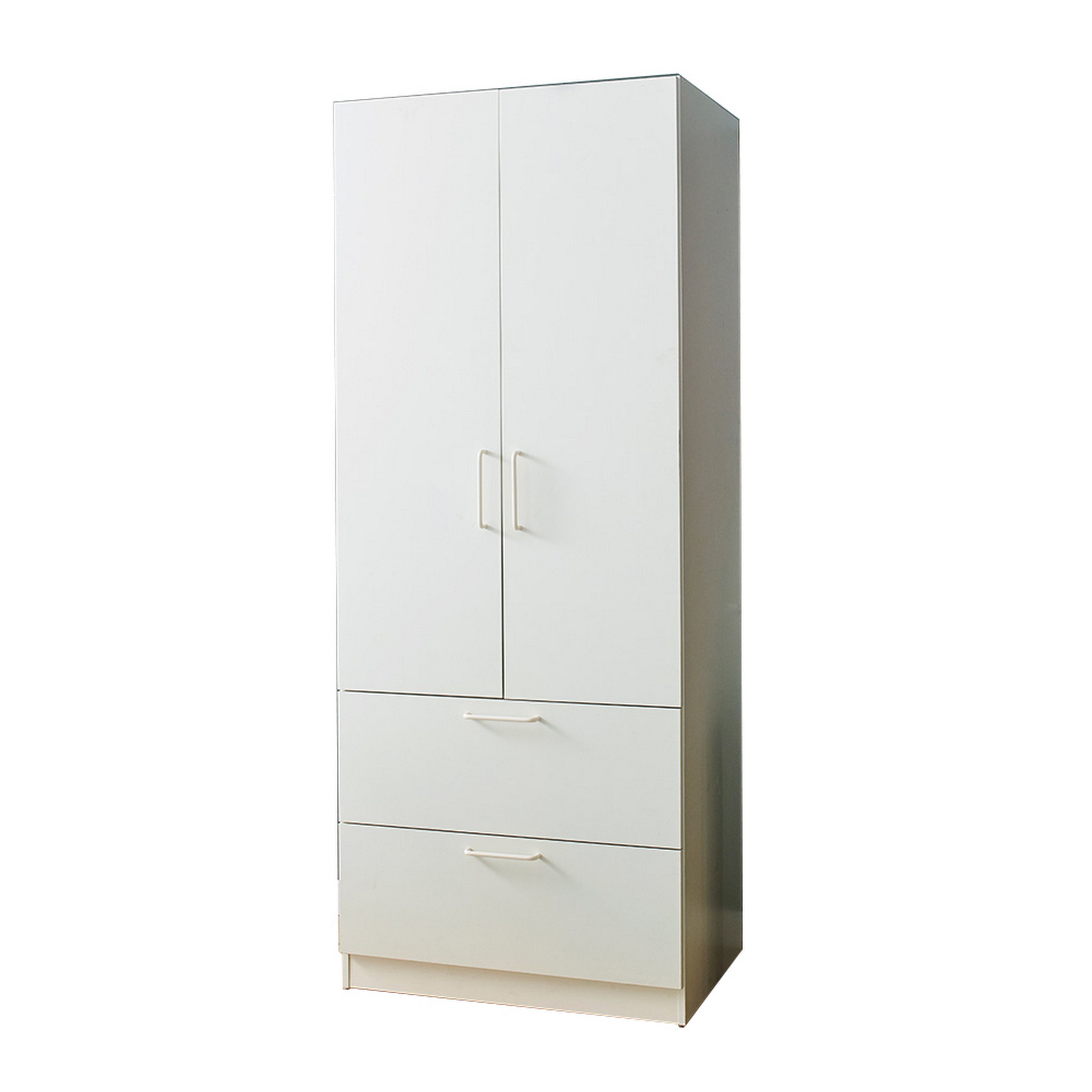Benjara Rema 2 Door Standing Closet With 2 Drawers, Chrome Hanging Bars ...
