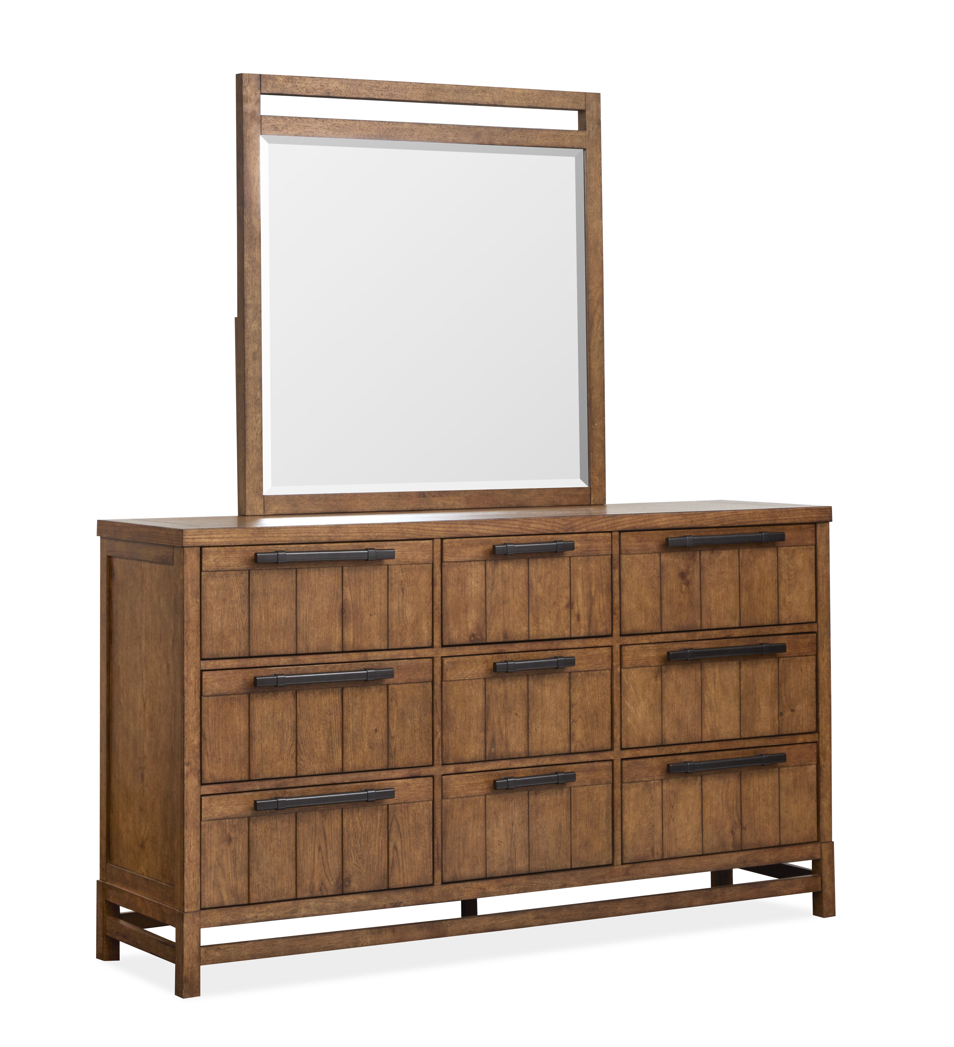 Gracie Oaks Drawer Dresser With Portrait Mirror | Wayfair