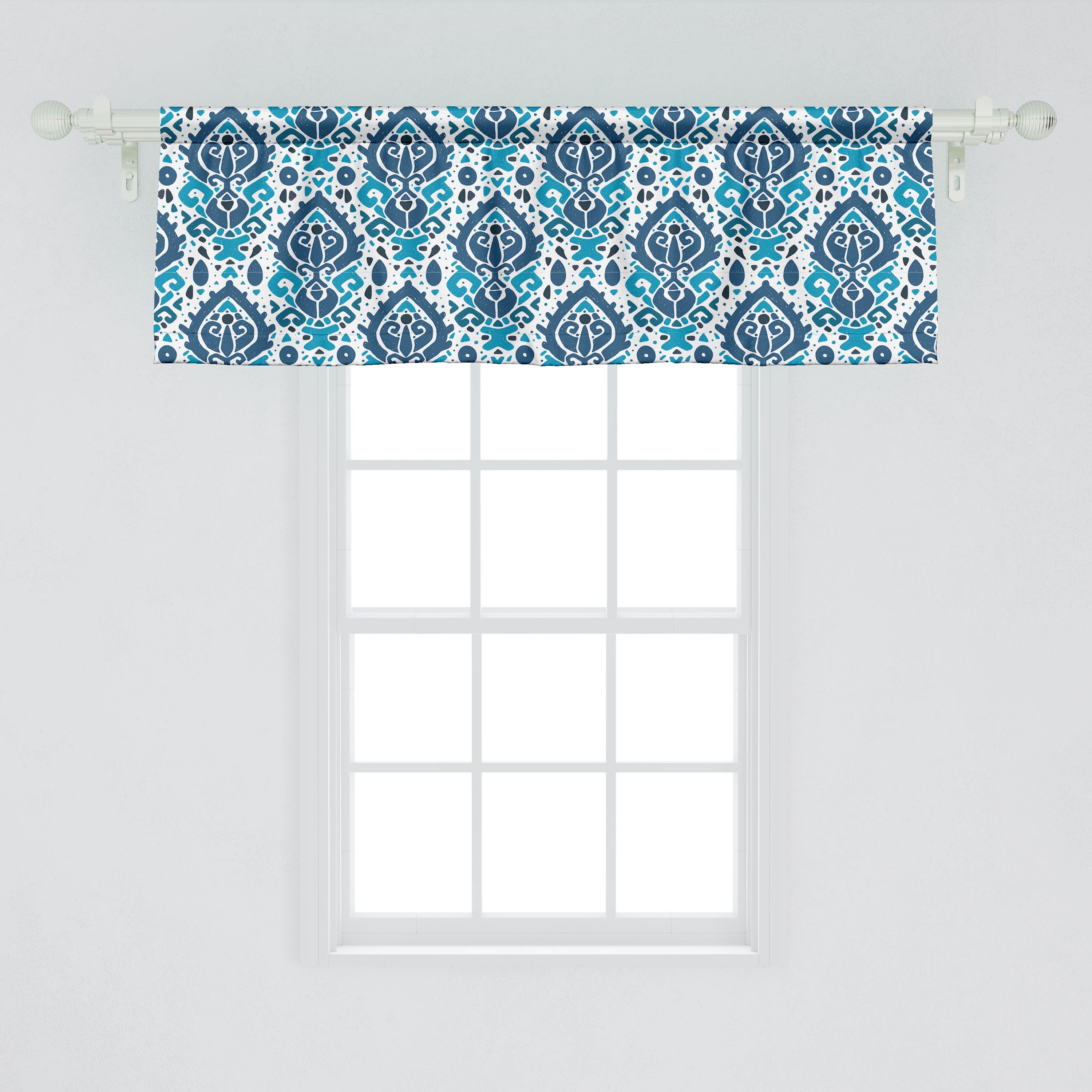 Ambesonne Ikat Valance Pack of 2 Tribal Motifs in Aztec Style Sea Blue ...