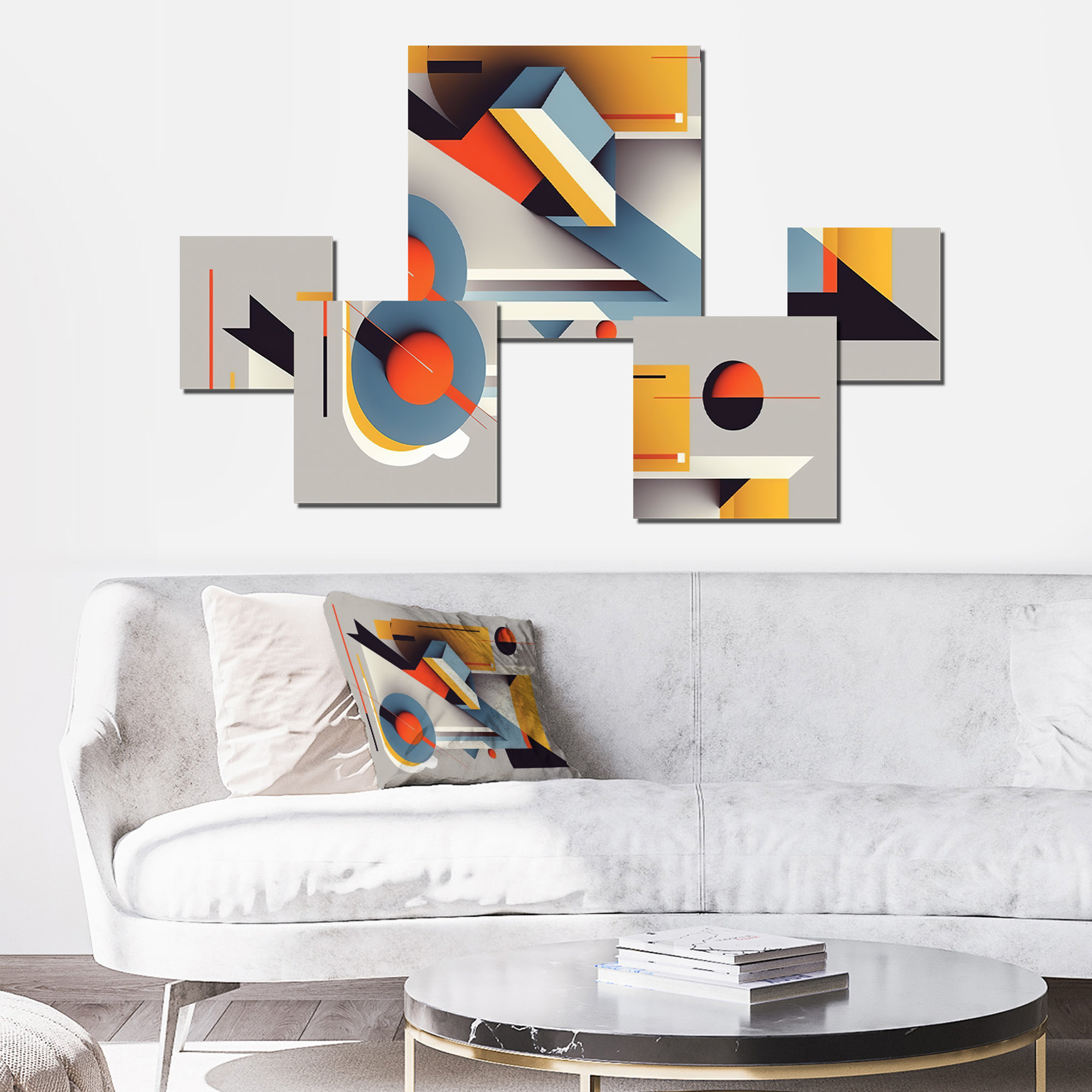 Orren Ellis Graphic Retro Compositions V - Modern Geometric Metal Wall ...