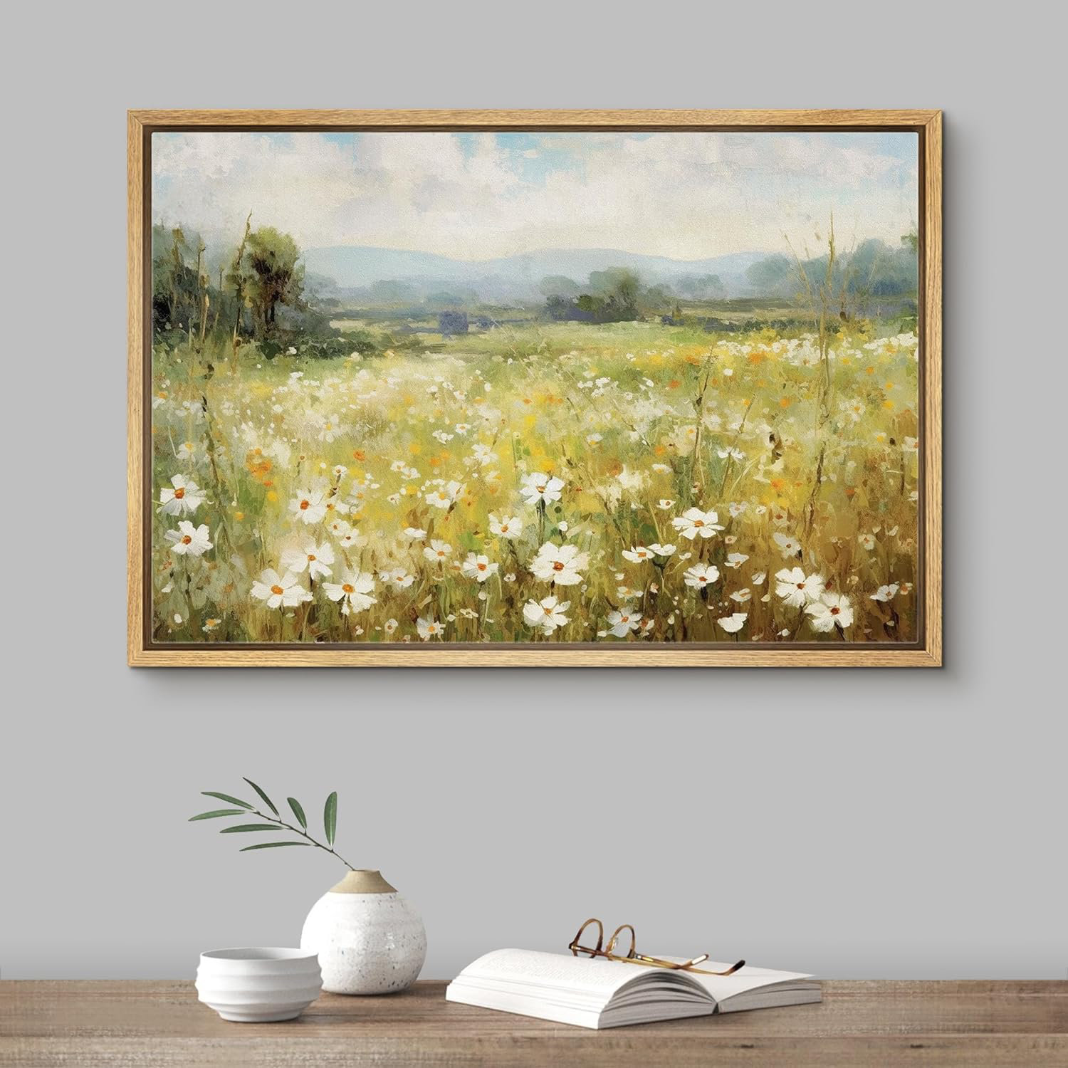 IDEA4WALL Vibrant Wildflower White Daisy Flowers Meadow Floral ...