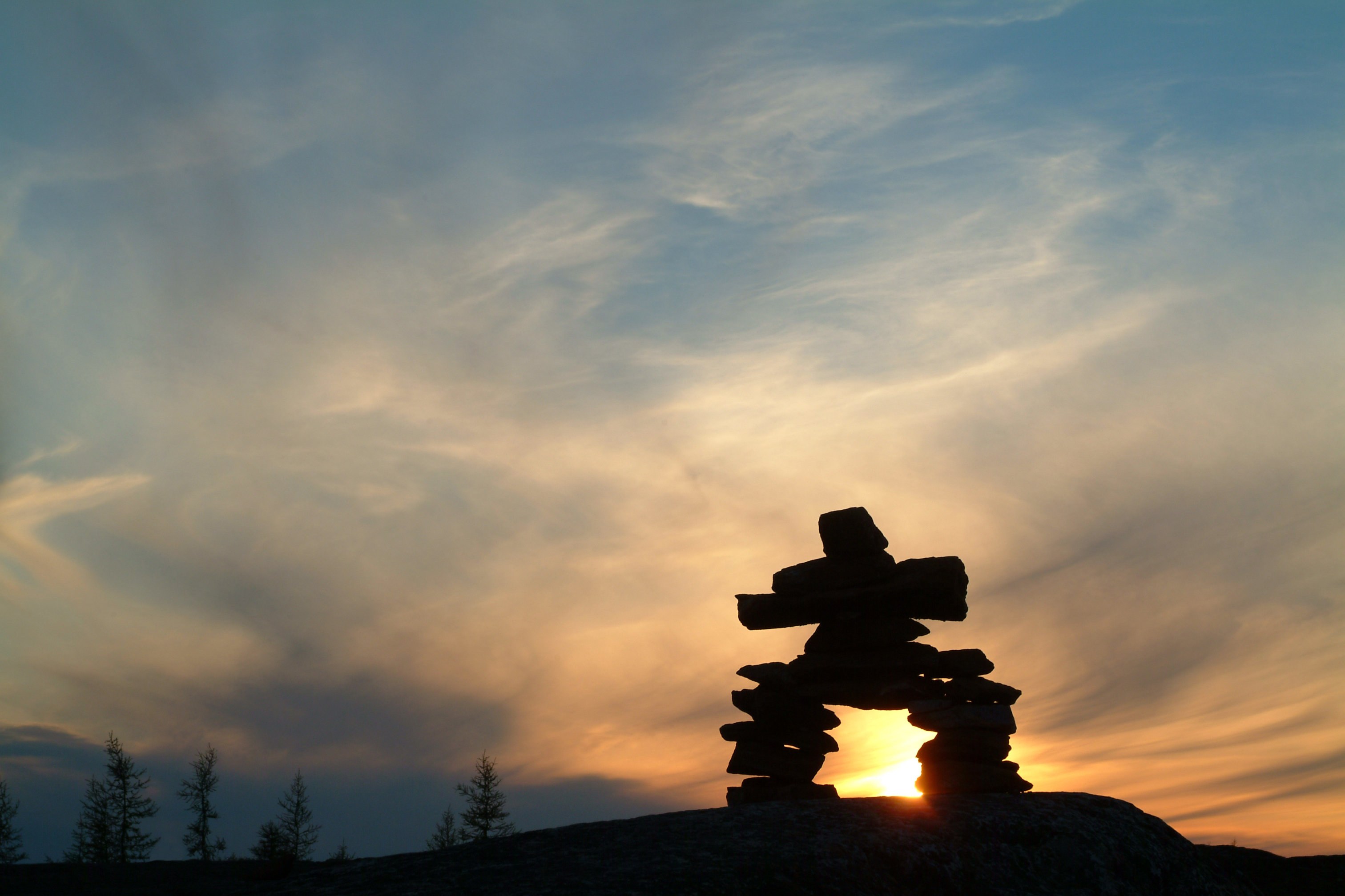 Ebern Designs Inukshuk at Dusk in Nunavik - Wrapped Canvas Photograph ...
