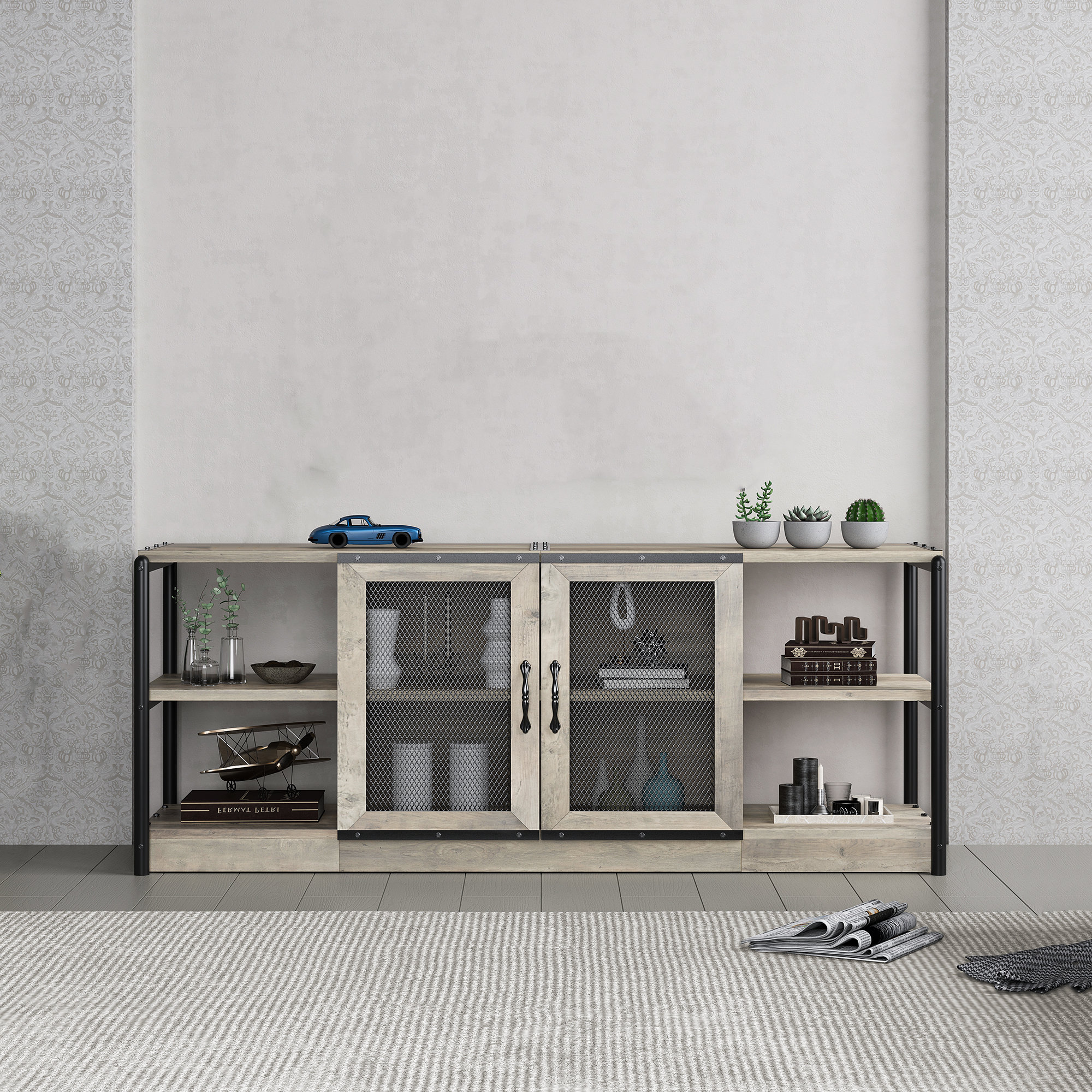 17 Stories Flat Noodles Rural Wind Tv Cabinet, Suitable For Living Room ...