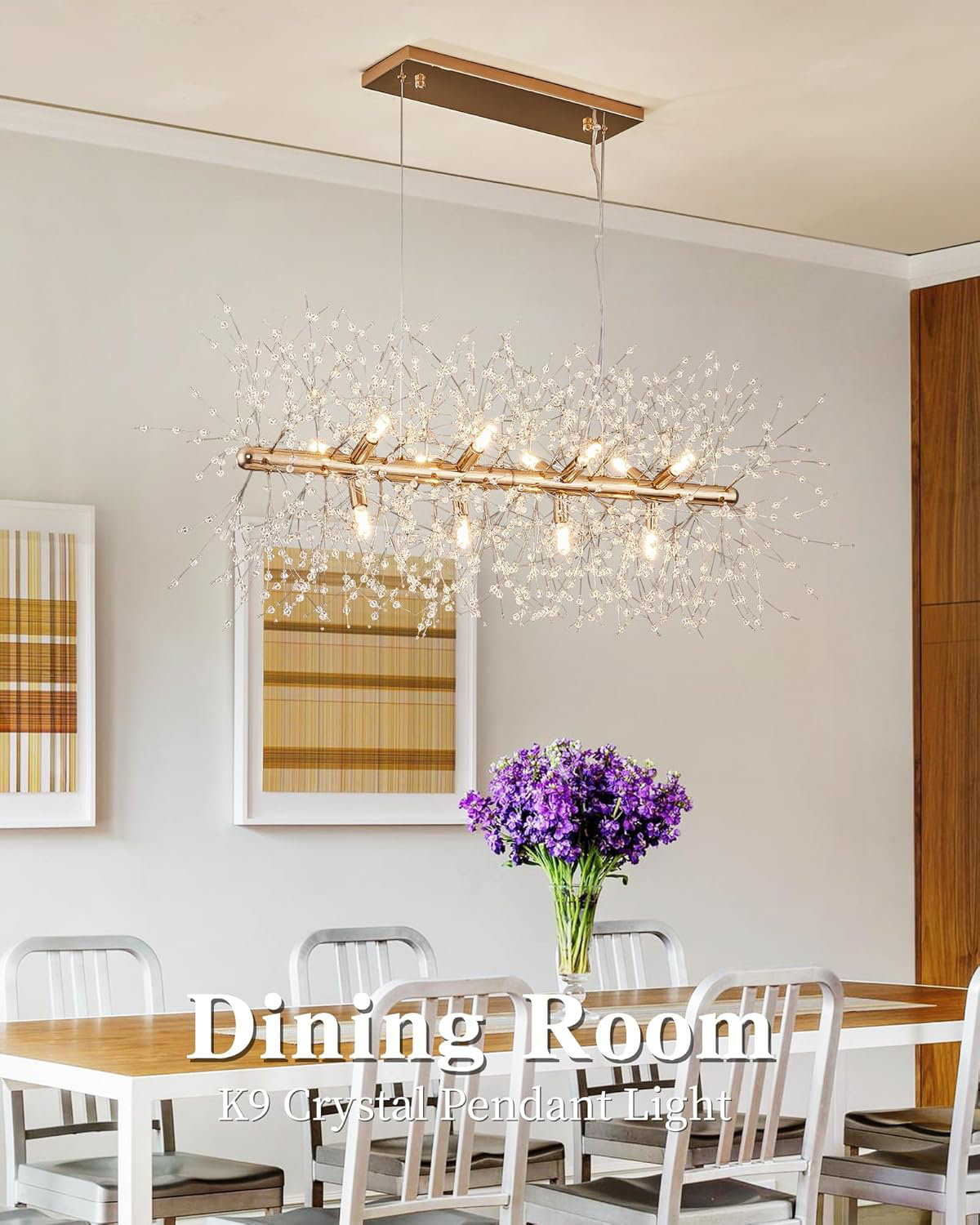 Mercer41 Modern 35.4" Modern Gold Crystal Firework Chandelier, 12-Light ...