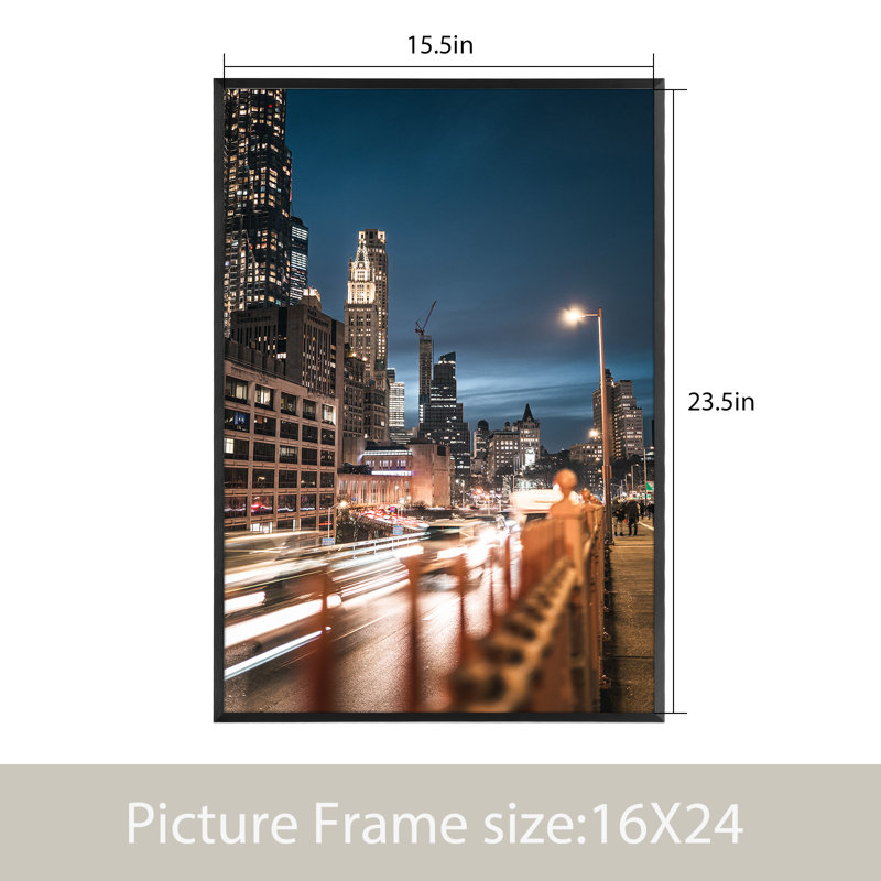 Hokku Designs Aamanda 16x24 Picture Frame without Mat, Black Metal ...